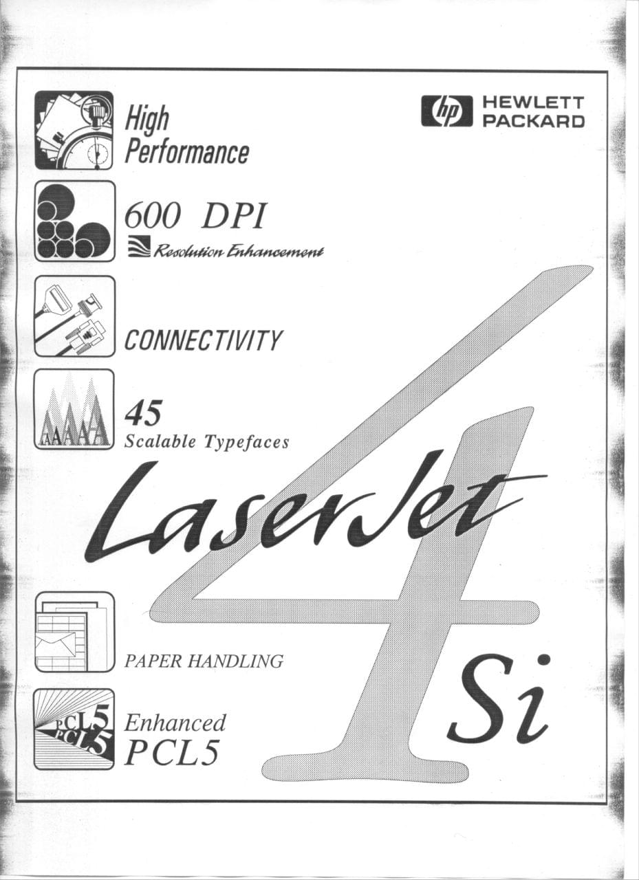 Drukuje szare, pionowe pasy lub "trójkąty". HP 4si